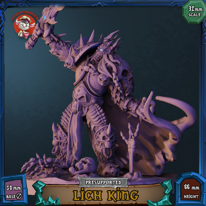 3D Printable Lich King - 32mm scale pre-supported miniature warcraft ...
