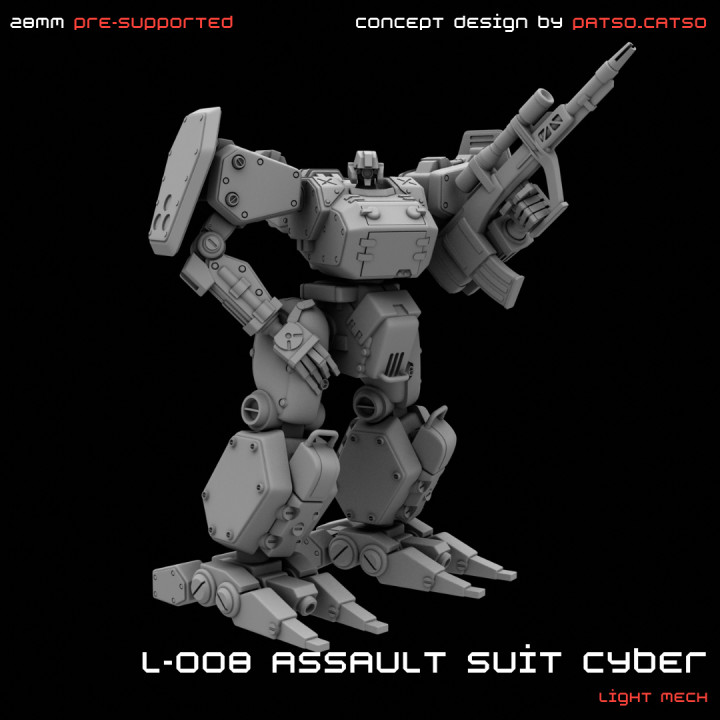 3D Printable Light Mech L-007 "Assault Suit Cyber" by Filamentio