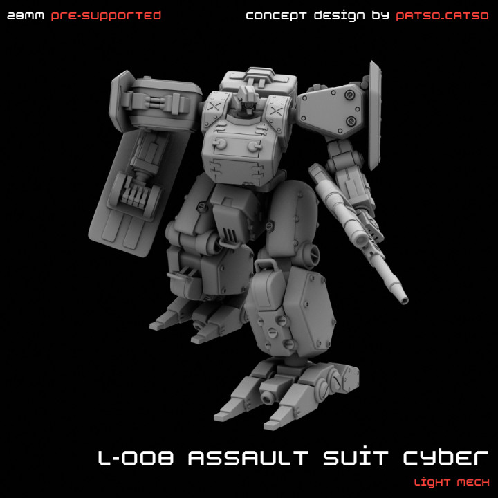3D Printable Light Mech L-007 "Assault Suit Cyber" by Filamentio