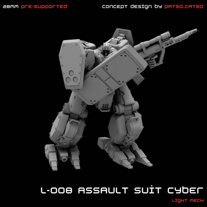 3D Printable Light Mech L-007 "Assault Suit Cyber" by Filamentio