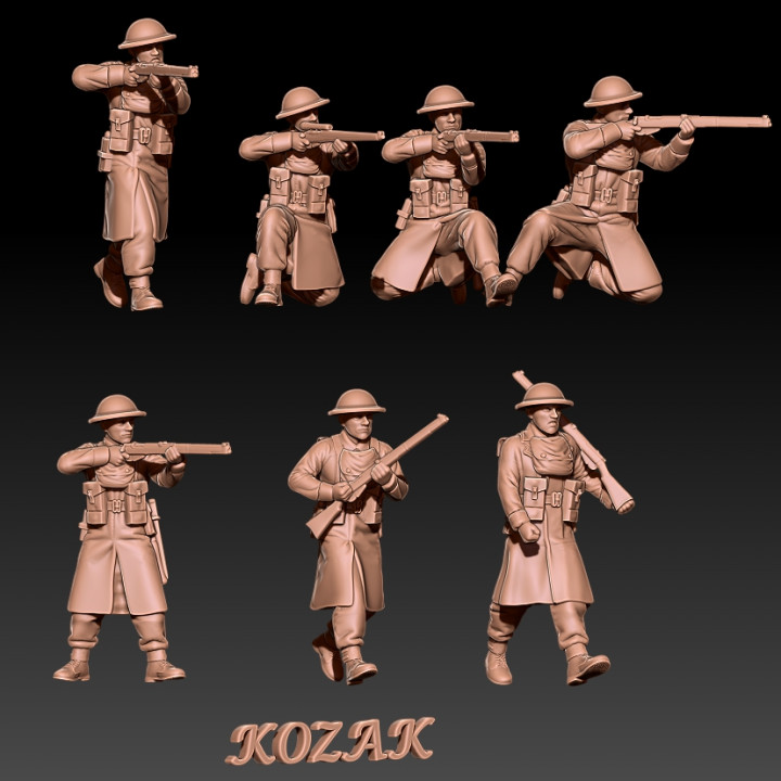 3D Printable ww2 BEF winter set 1 by Kozak miniatures