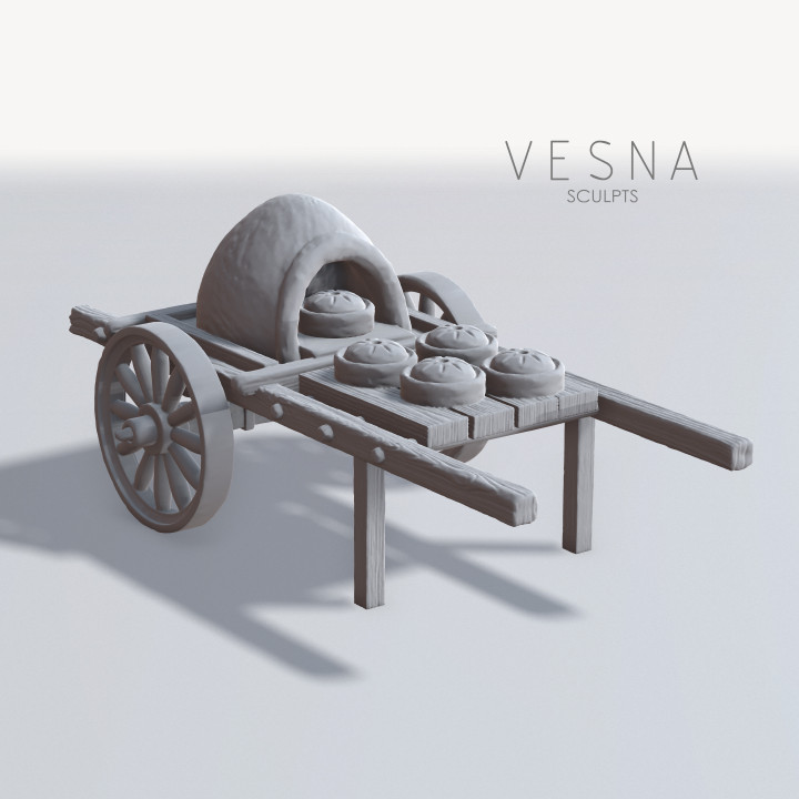 3D Printable MEDIEVAL PIE CART SET by VESNA SCULPTS
