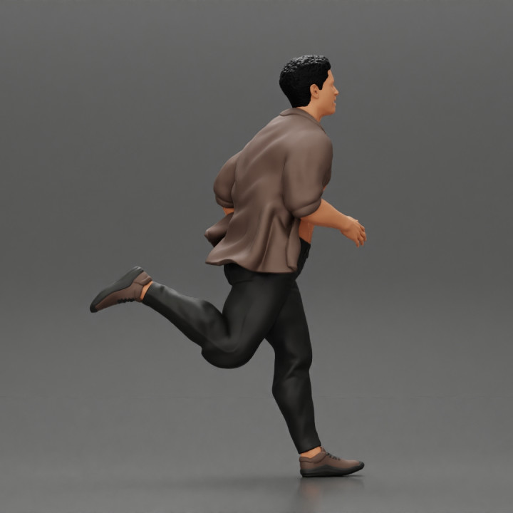 3D Printable man running in an open shirt, fearing to be arrested by ...