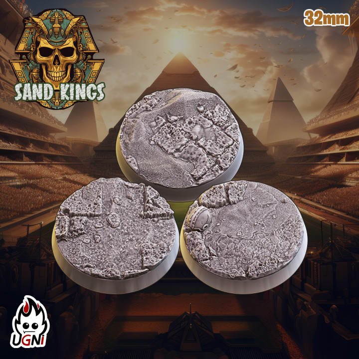 3D Printable Base x13 for Sand Kings Team by UGNI Miniatures
