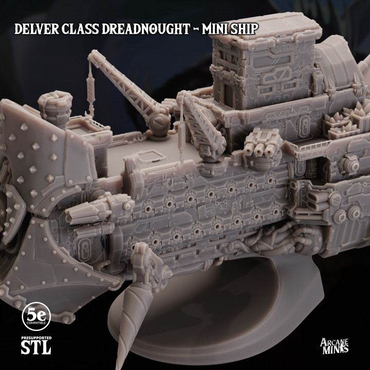 3D Printable Delver Class Dreadnought - Mini-Ship by Sordane Publishing