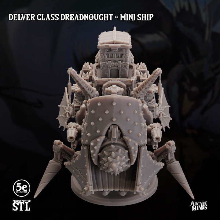 3D Printable Delver Class Dreadnought - Mini-Ship by Sordane Publishing