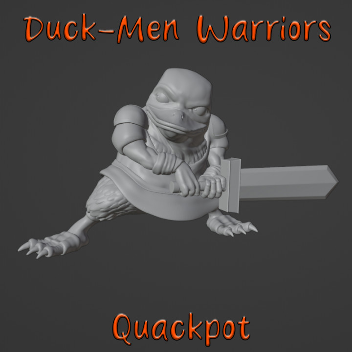 3D Printable Fantasy Duck-Men Warriors by nonPareil Institute