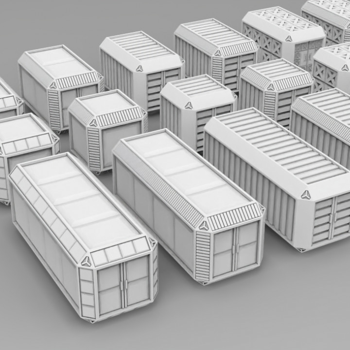 3D Printable 28/32mm Scale Cargo Containers by Rogue Sculpts