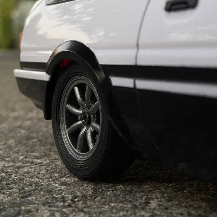 3D Printable Toyota AE86 wheels and tires, Initial-D by AMPro Engineering