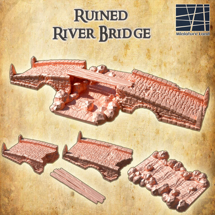 3D Printable Ruined River Bridge - Tabletop Terrain - 28 MM by ...