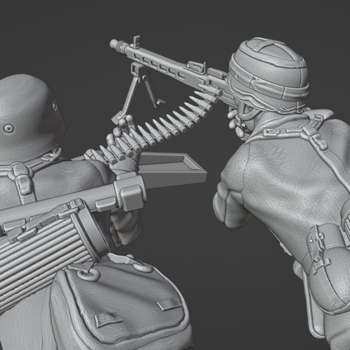 3D Printable 28mm German Fallschirmjager LMG 42 Team 3 by Colonel Muller