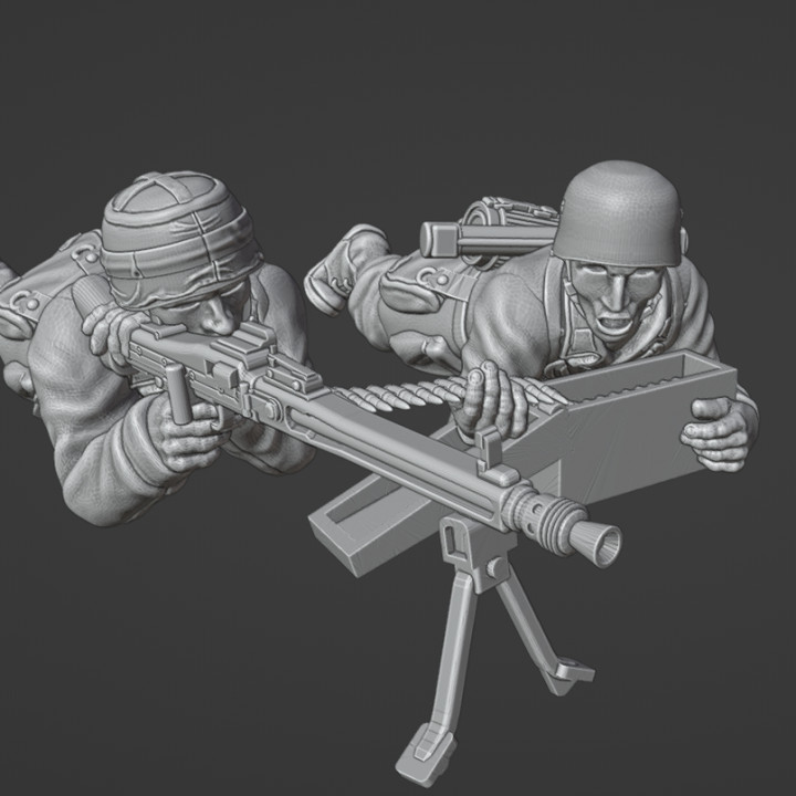 3D Printable 28mm German Fallschirmjager LMG 42 Team 3 by Colonel Muller