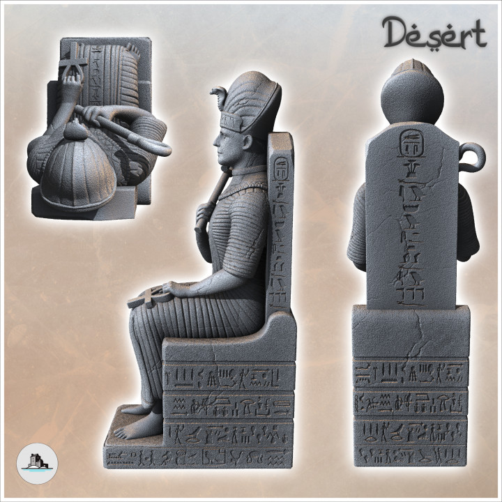 3D Printable Statue of Egyptian Pharaoh Ramses II 2 seated on throne ...