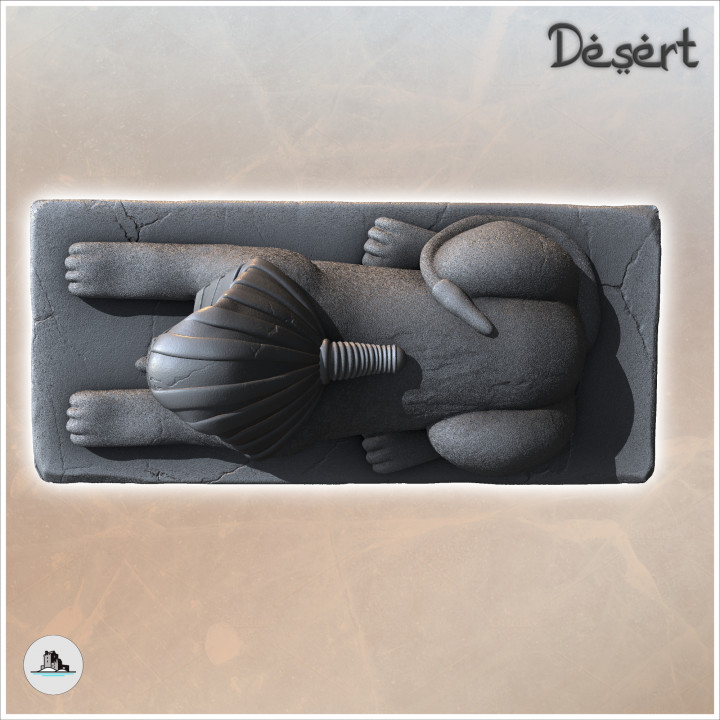 3D Printable Reclining Sphinx with Nemesis on Stone Platform (9 ...