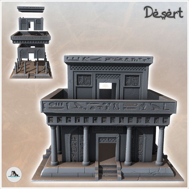 3D Printable Egyptian Stone Temple with Access Stairs and Floor (1 ...