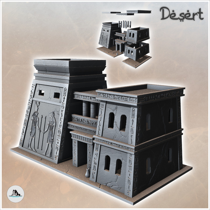 3D Printable Egyptian Building with Central Access and Flat Roofs (4 ...