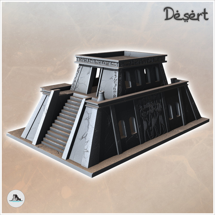 3D Printable Egyptian building with grand staircase and upper floor (5 ...