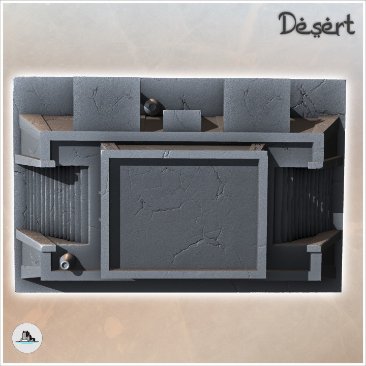 3D Printable Egyptian building with grand staircase and upper floor (5 ...