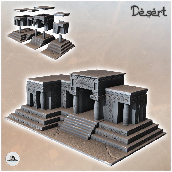 3D Printable Desert building with wide access staircase and columns (12 ...