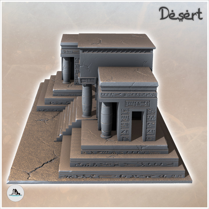 3D Printable Desert building with wide access staircase and columns (12 ...