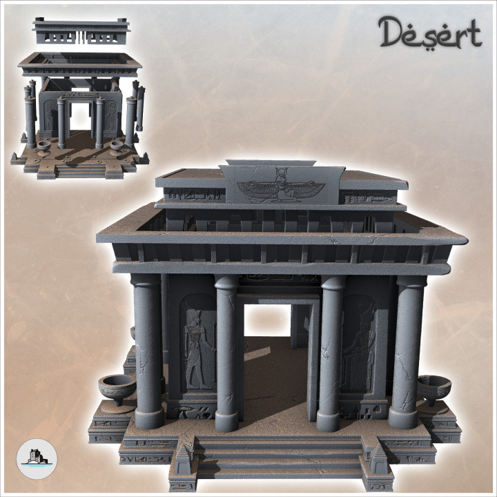 3D Printable Desert altar with large columns, domes and access stairs ...