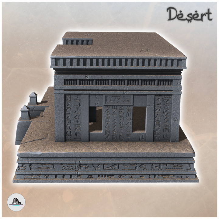 3D Printable Flat-roofed desert public building on platform with access ...