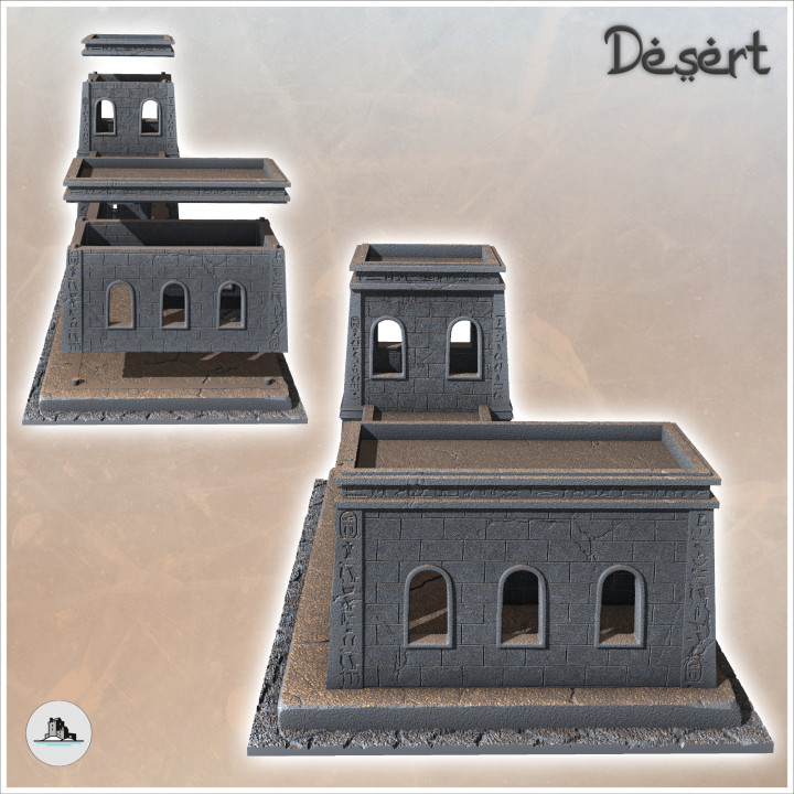 3D Printable Desert building with stone floor and large windows (18 ...