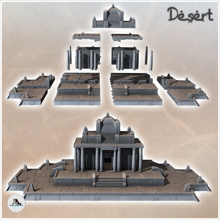 3D Printable Large desert altar with wide stone platform and floor (20 ...