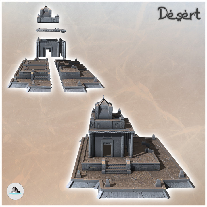 3D Printable Large desert altar with wide stone platform and floor (20 ...