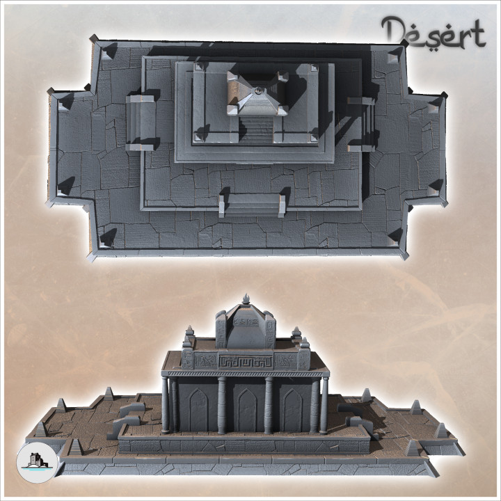 3D Printable Large desert altar with wide stone platform and floor (20 ...