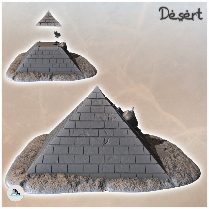 3D Printable Egyptian Pyramid with Large Carved Pharaoh Statue (21 ...
