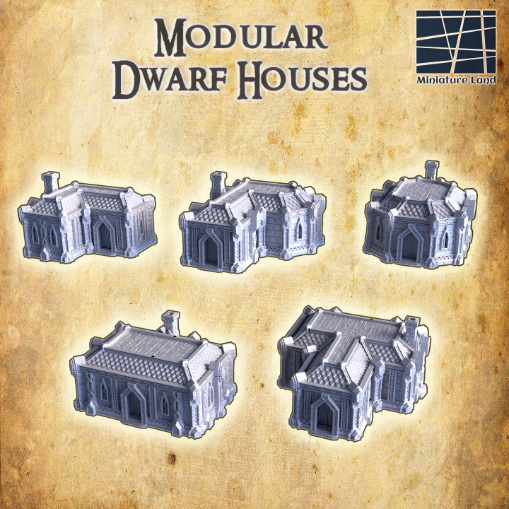 3D Printable Dwarf Houses - Tabletop Terrain - 28 MM by MiniatureLand