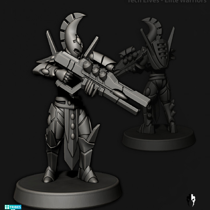 3D Printable Tech Elves - Elite Warriors by Edge Miniatures