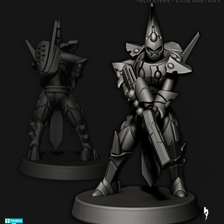3D Printable Tech Elves - Elite Warriors by Edge Miniatures