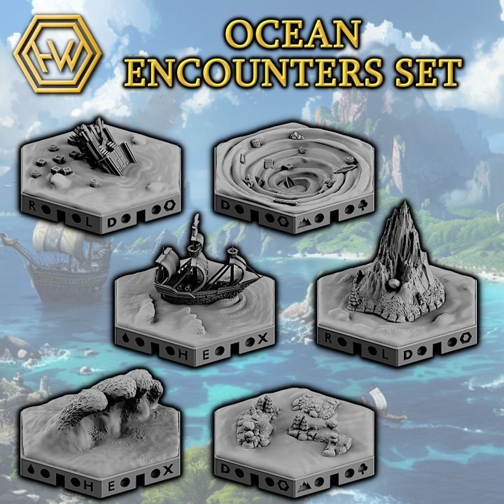 3D Printable Ocean Encounters Set by Hexworld
