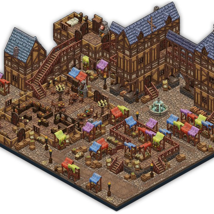 3D Printable THE MEDIEVAL TOWN Part.1 (Dungeon Blocks) by Dungeon Blocks