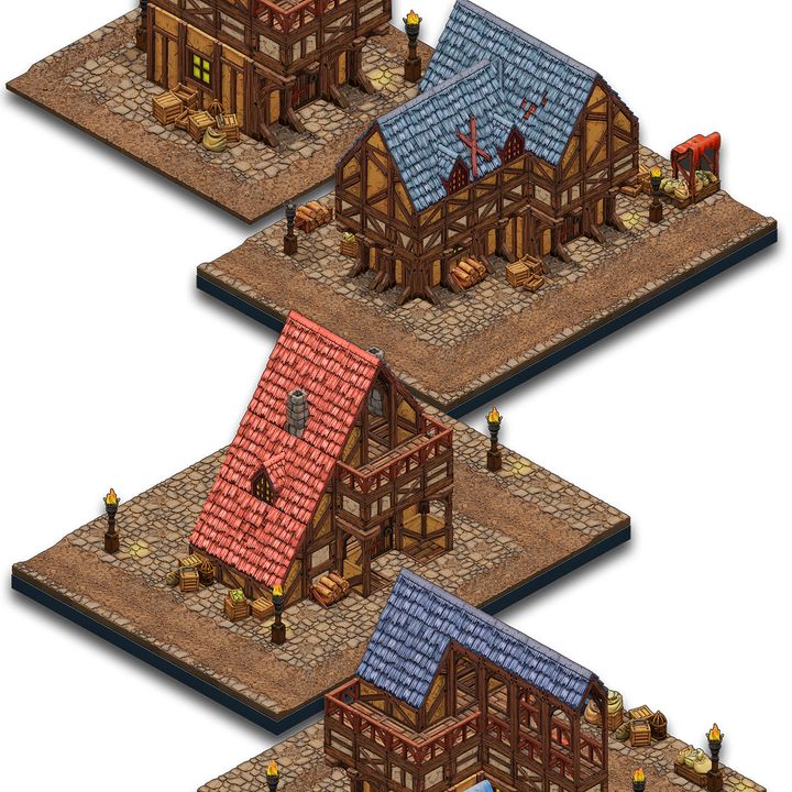 3D Printable THE MEDIEVAL TOWN Part.1 (Dungeon Blocks) by Dungeon Blocks