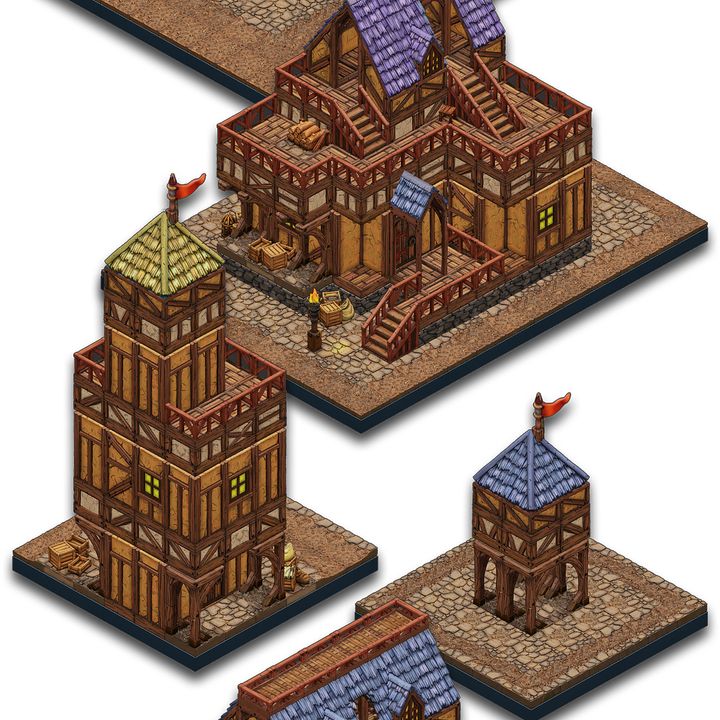 3D Printable THE MEDIEVAL TOWN Part.1 (Dungeon Blocks) by Dungeon Blocks