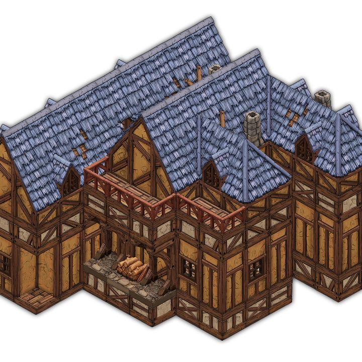 3D Printable THE MEDIEVAL TOWN Part.1 (Dungeon Blocks) by Dungeon Blocks