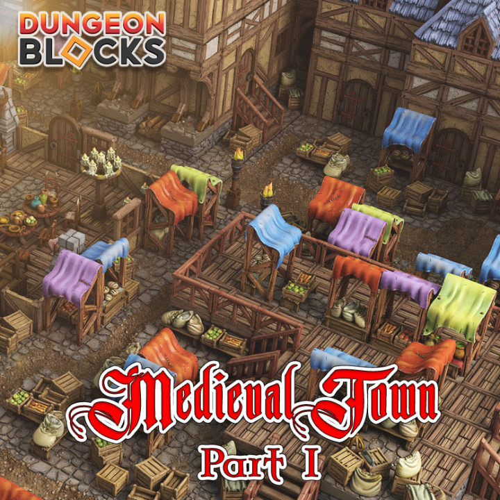 3D Printable THE MEDIEVAL TOWN Part.1 (Dungeon Blocks) by Dungeon Blocks