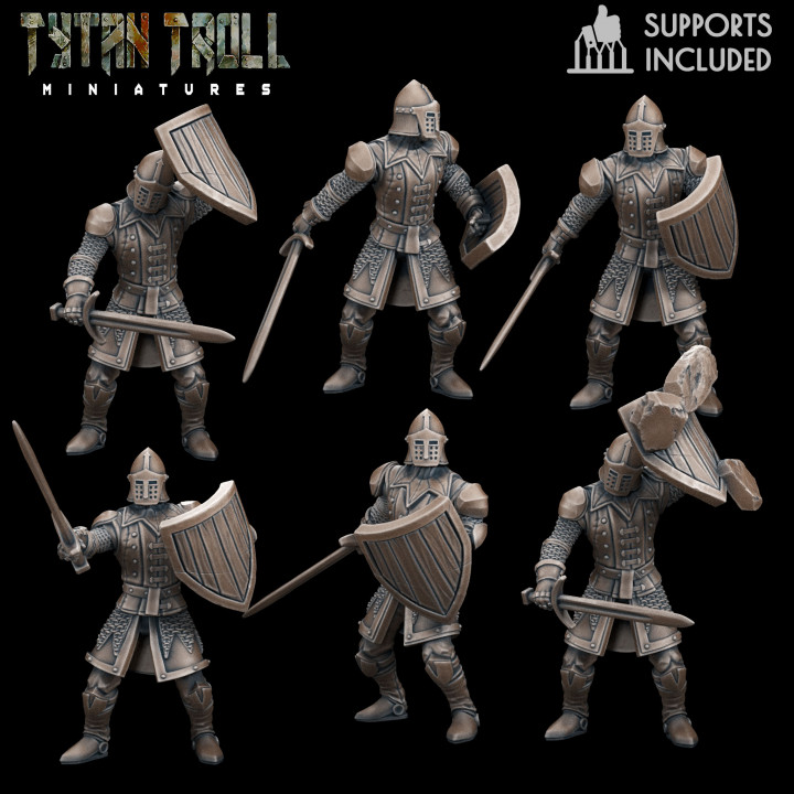 3D Printable Castle Soldiers Bundle [Pre-Supported] by TytanTroll Miniatures