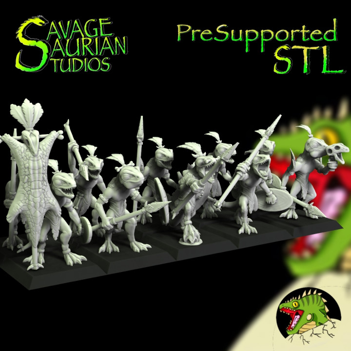 3D Printable Pygmy Lizardmen Warrior - Spear by Savage Saurian Studios