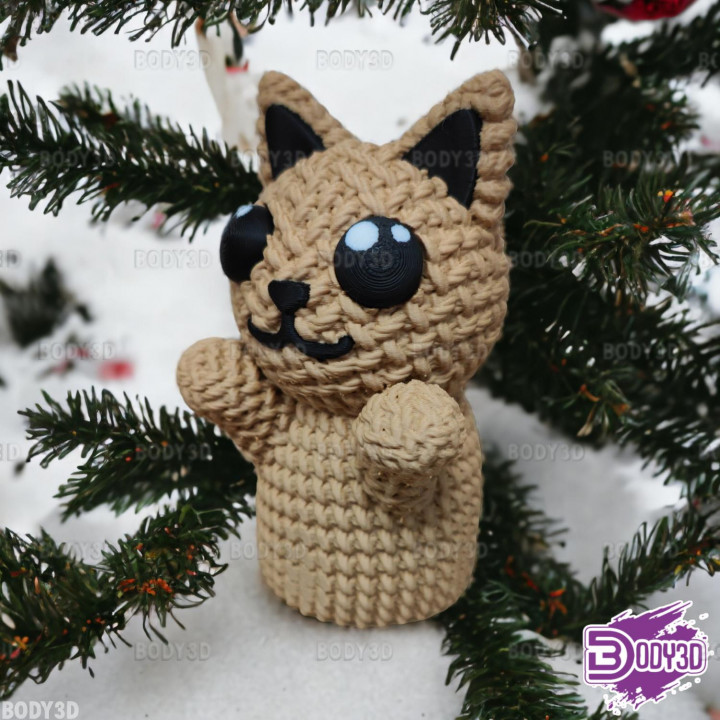 3D Printable Crocheted Cat in Gift by BODY3D