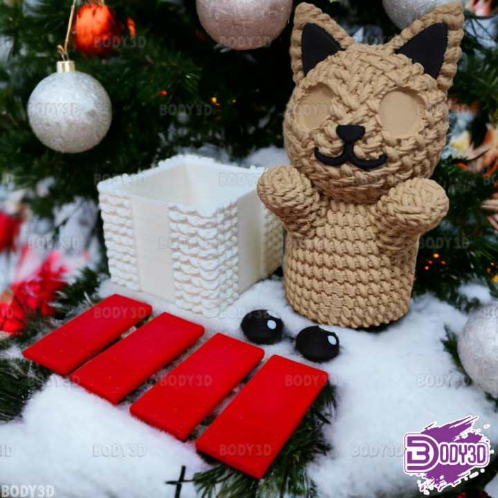 3D Printable Crocheted Cat in Gift by BODY3D
