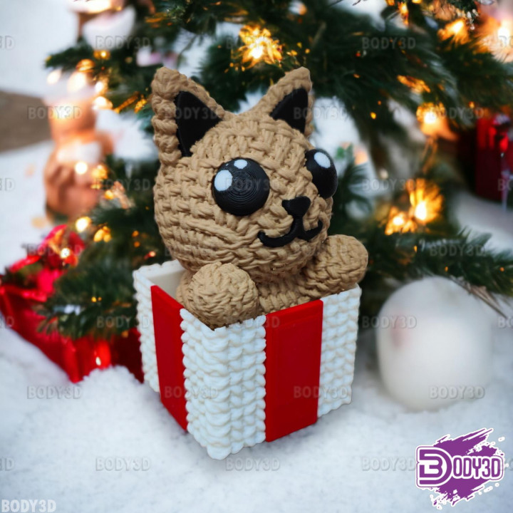 3D Printable Crocheted Cat in Gift by BODY3D