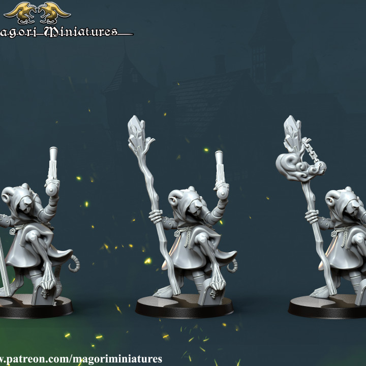 3D Printable Ratfolk sorcerer by Magori Minaitures