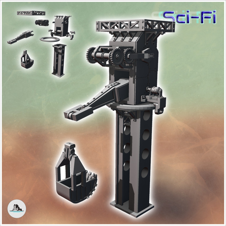 Téléchargement Large futuristic crane with toothed bucket and gears (4 ...