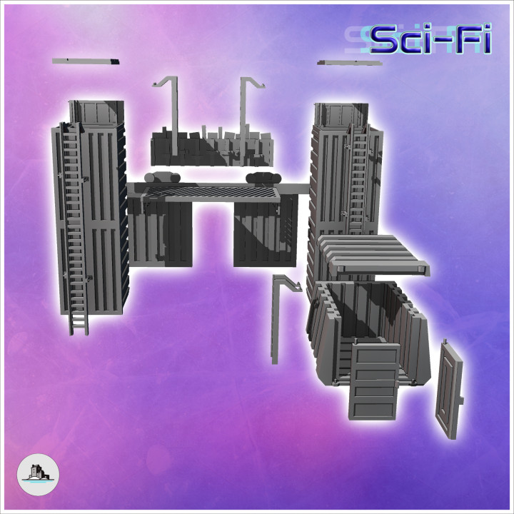 3D Printable Post-apocalyptic entrance gate with observation posts and ...