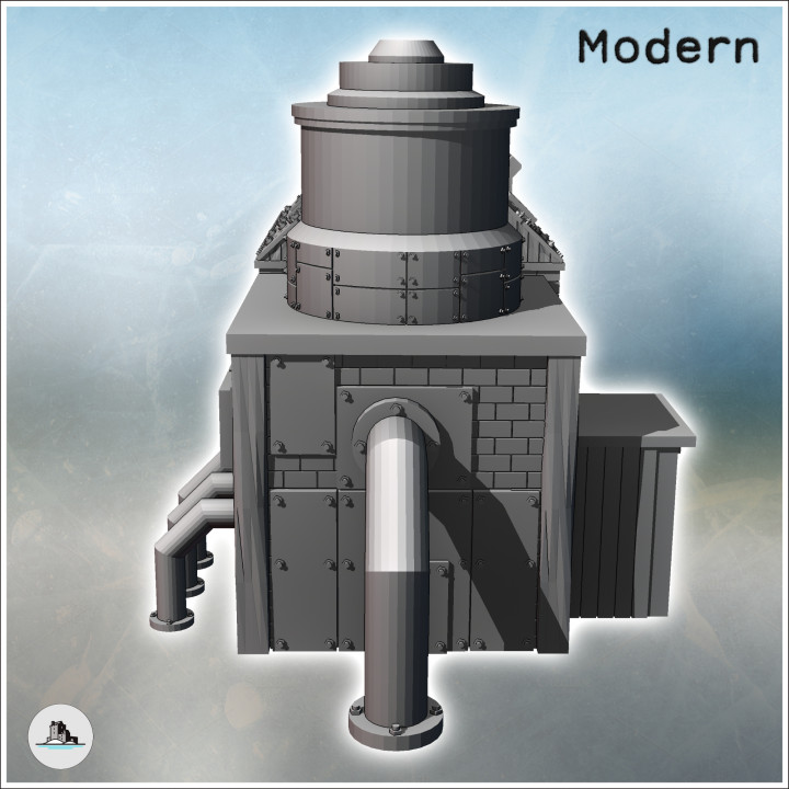 3D Printable Post-apocalyptic industrial building with large ...