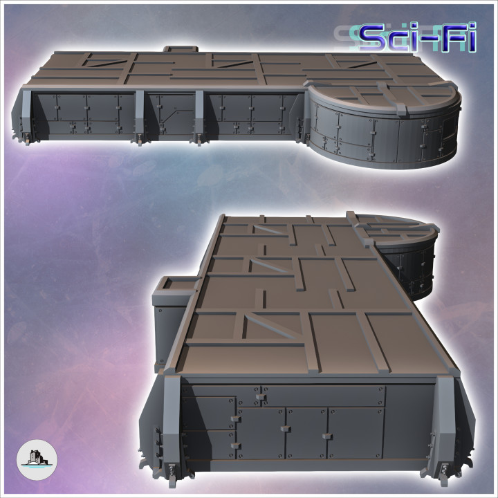 3D Printable Modular futuristic Sci-Fi fortified bunker with patterned ...